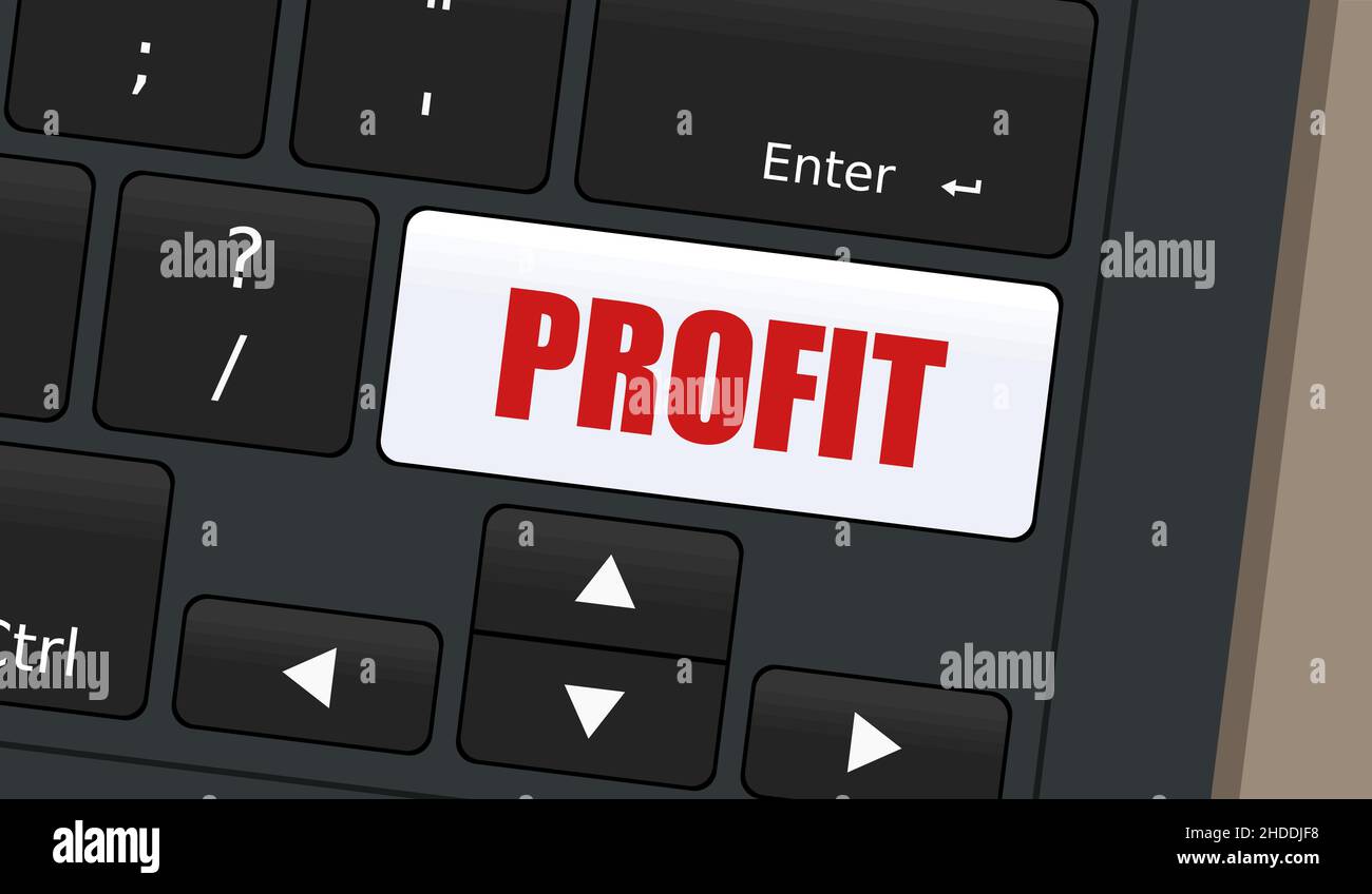 Profit key on laptop keyboard. Concept vector illustration Stock Vector ...