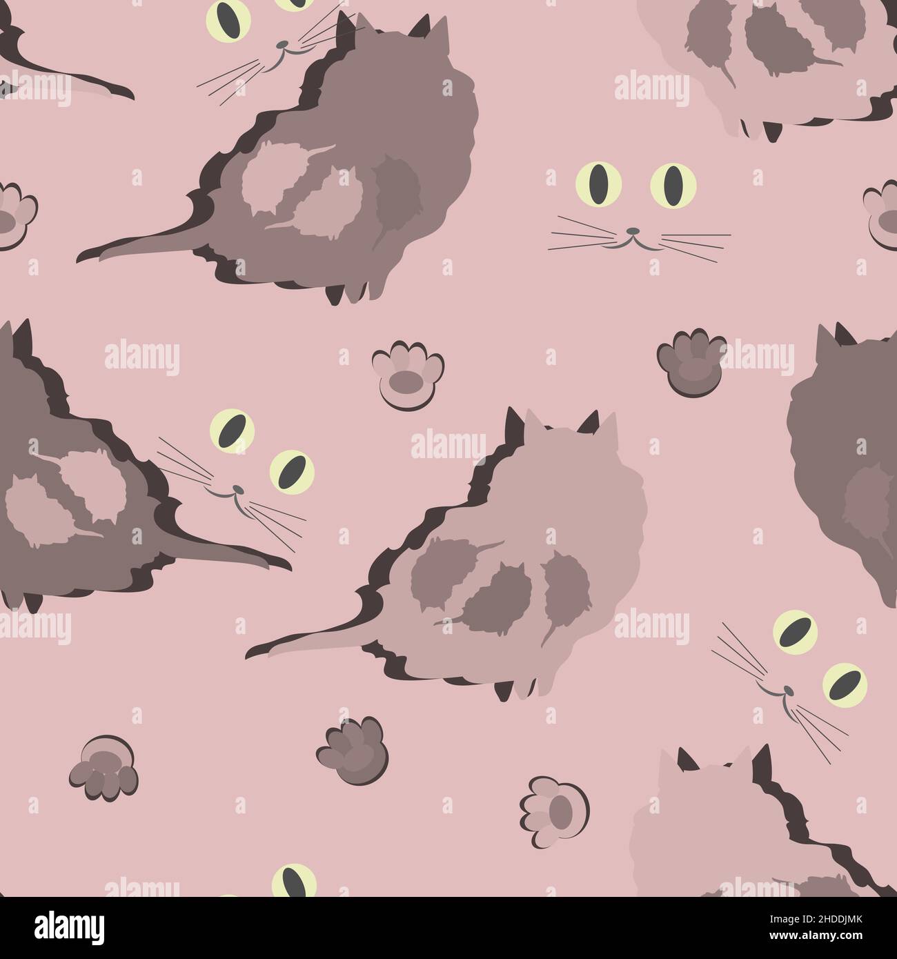 pink cats on a pink background pattern Stock Vector Image & Art - Alamy