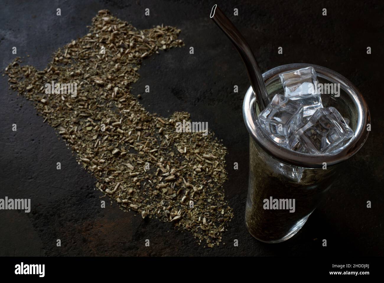 frozen terere yerba mate in glass matero with shape of Peru made by ...