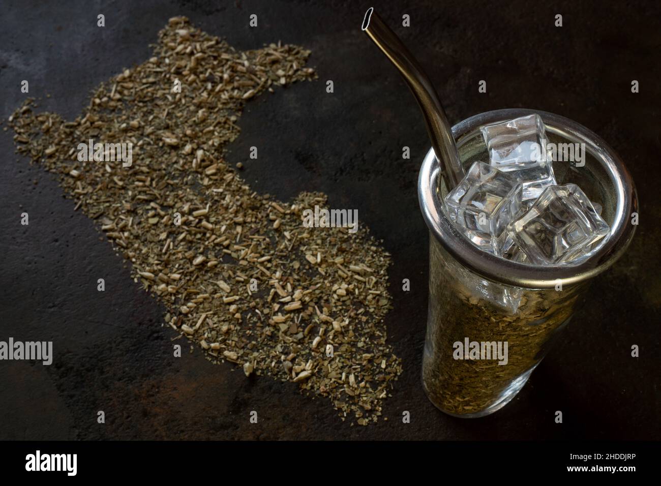 frozen terere yerba mate in glass matero with shape of Peru made by ...