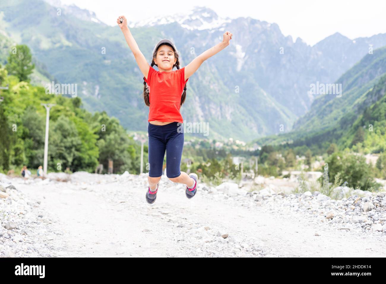 portrait of a girl against the panorama of the Alps Stock Photo - Alamy