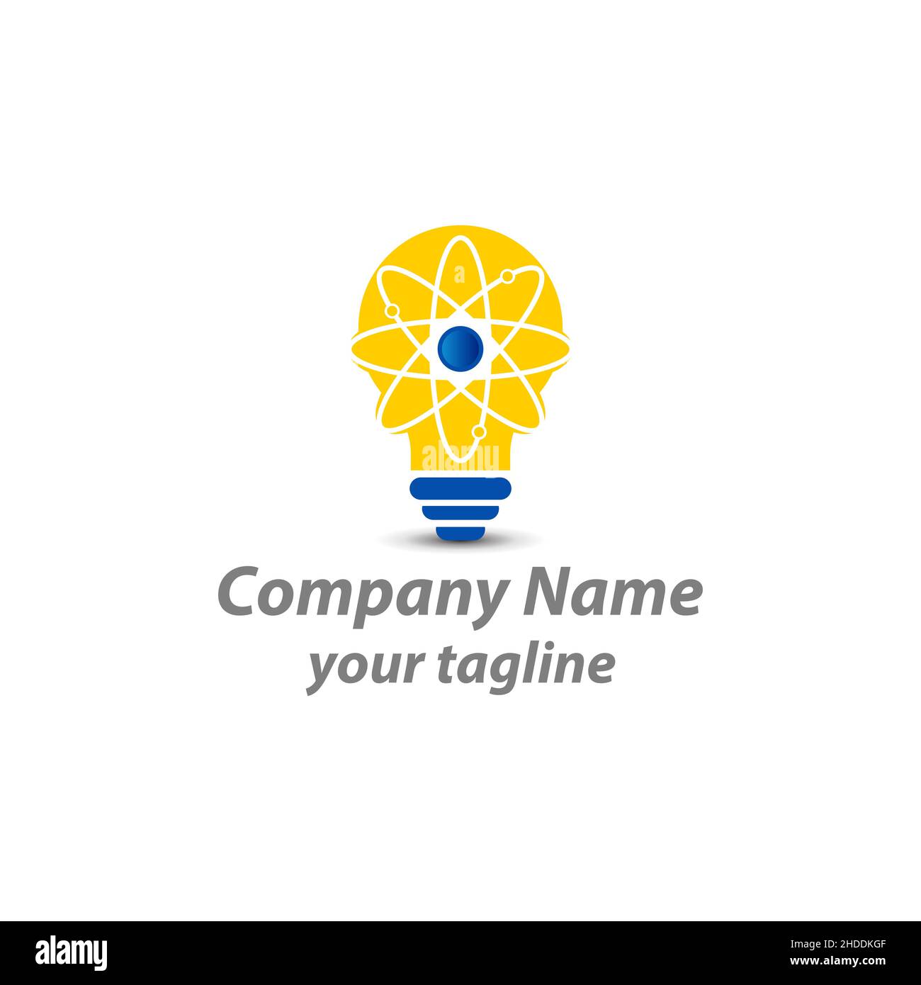 Light bulb idea with atom vector simple linear icon, science and ...