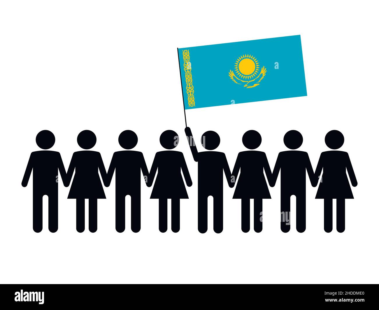 Sketch of a crowd and a leader with the flag of Turkey. Protests ...