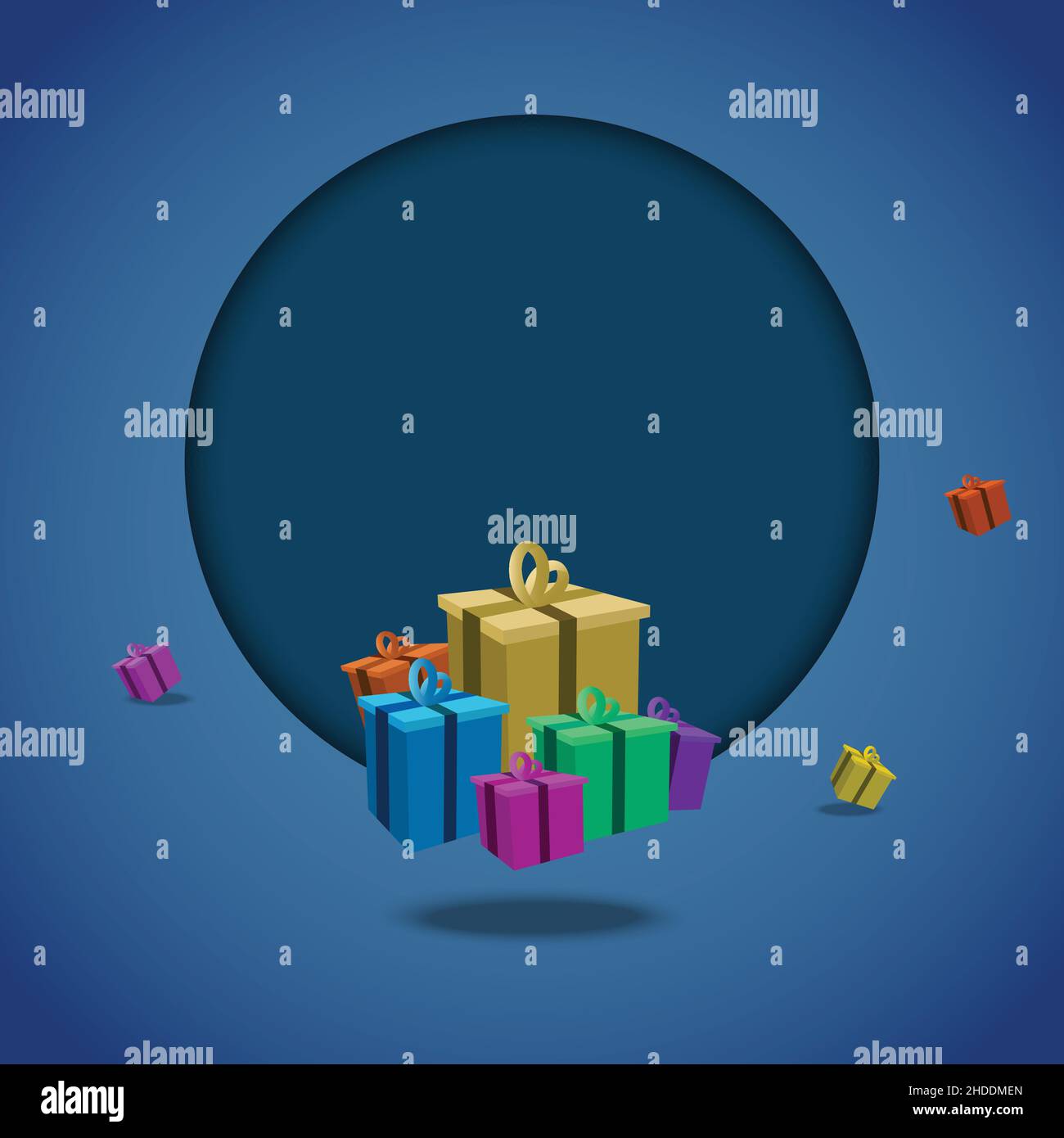 A circle on the back of the gift boxes. For web banner sale promo ...