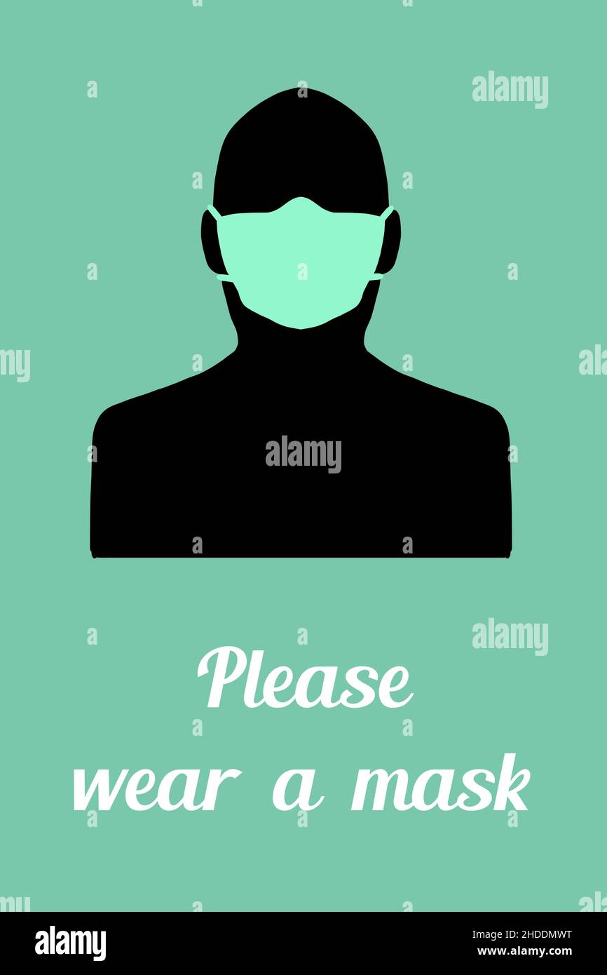 Face mask vector sign. Please wear a mask. Covid-19 concept Stock ...