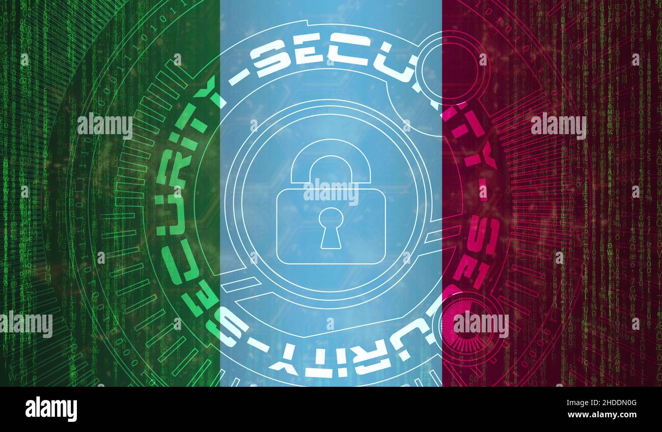 National cyber Security of Italy on digital background Data protection ...