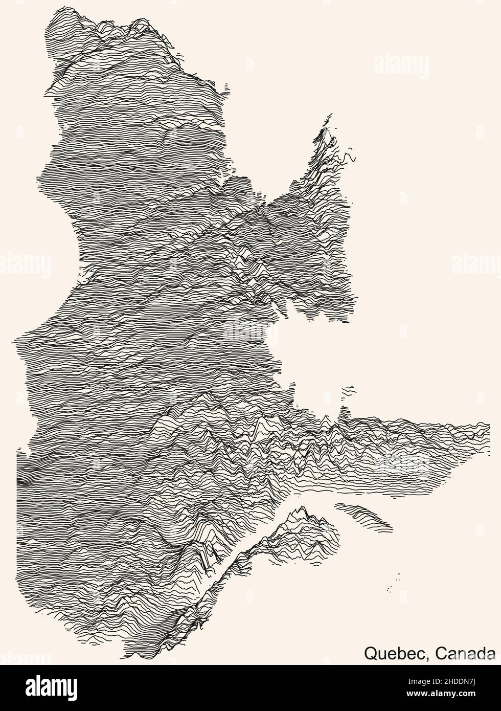 Topographic relief map of the Canadian province of QUEBEC, CANADA with ...