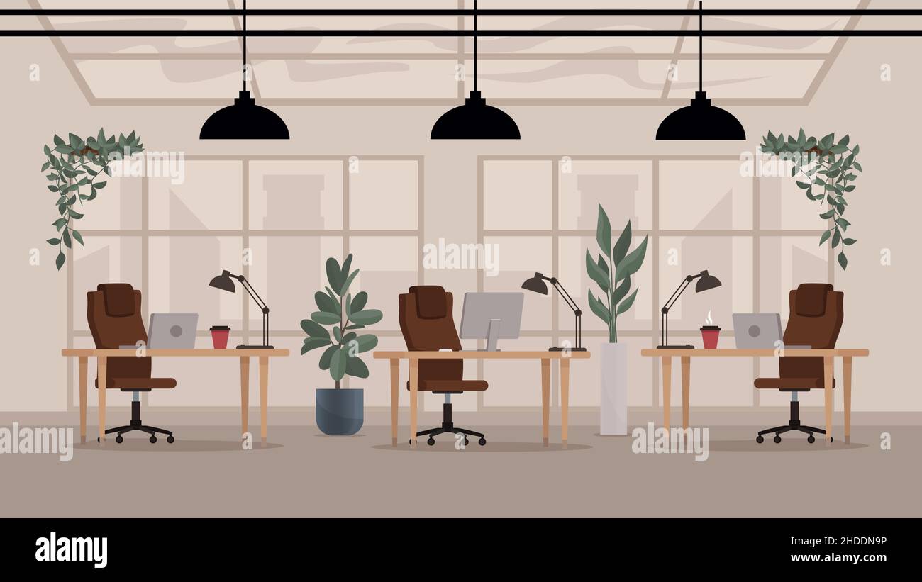 Modern loft workspace interior Stock Vector Images - Alamy