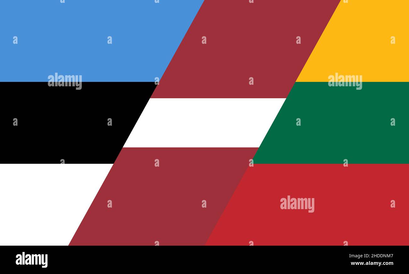 Top view of official flag Patchwork flag of baltic countries. patriot ...
