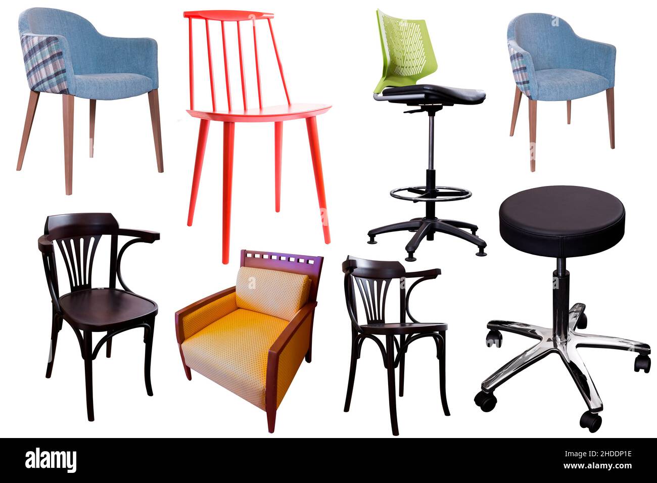 Set of chairs isolated on white background Stock Photo - Alamy