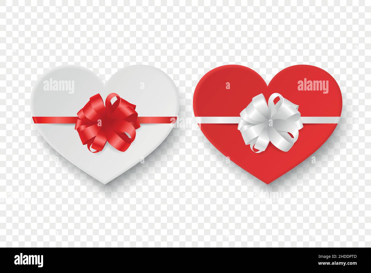 Vector 3d Realistic Paper White, Red Valentine Gift Box in the Shape of ...