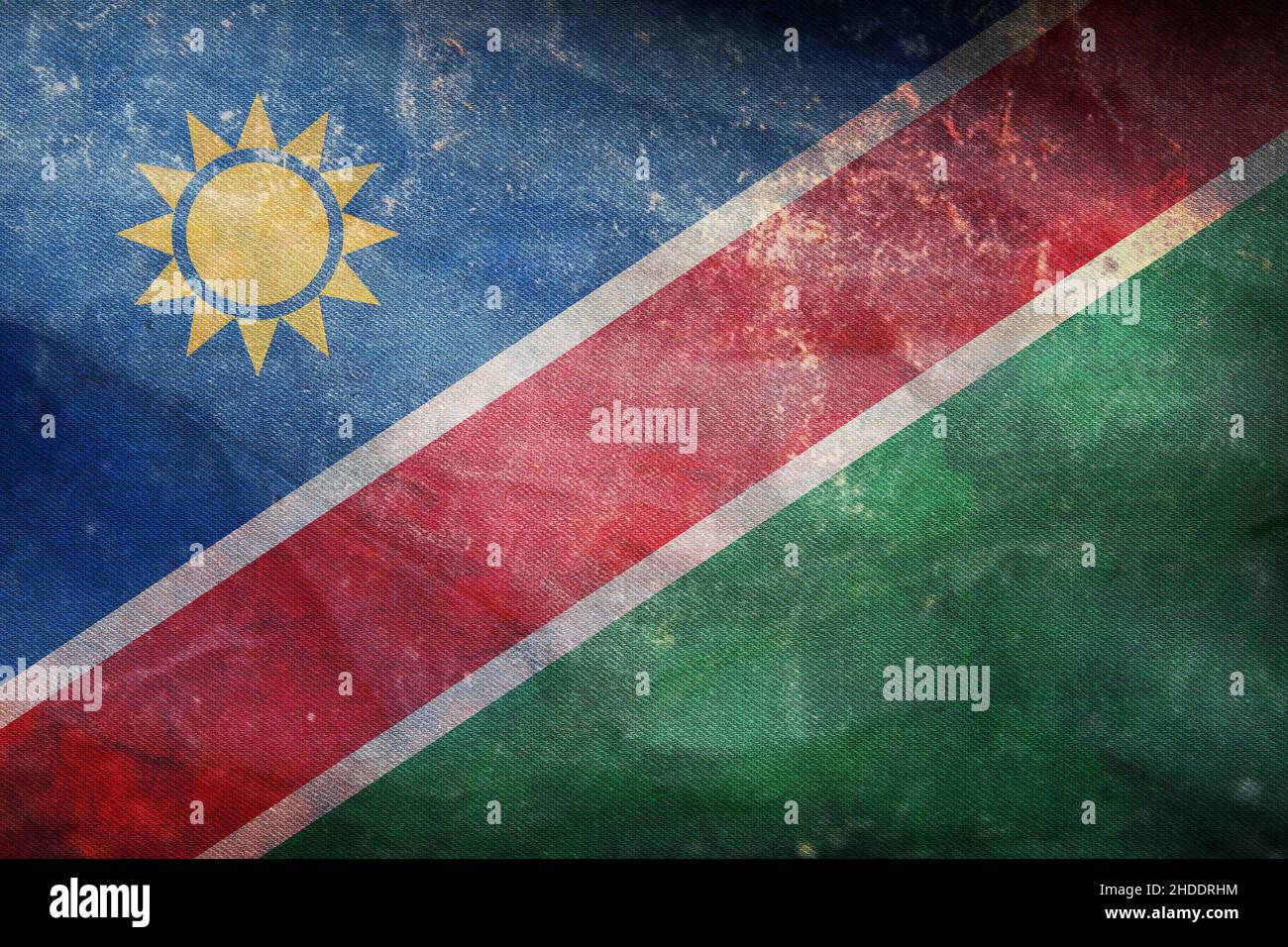 Top view of official retro flag Namibia with grunge texture. patriot ...