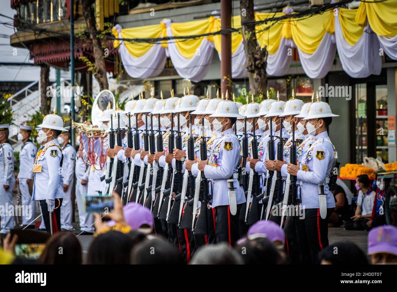 Bangkok, Thailand. 28th Dec, 2021. The Royal Thai Guard line up before ...