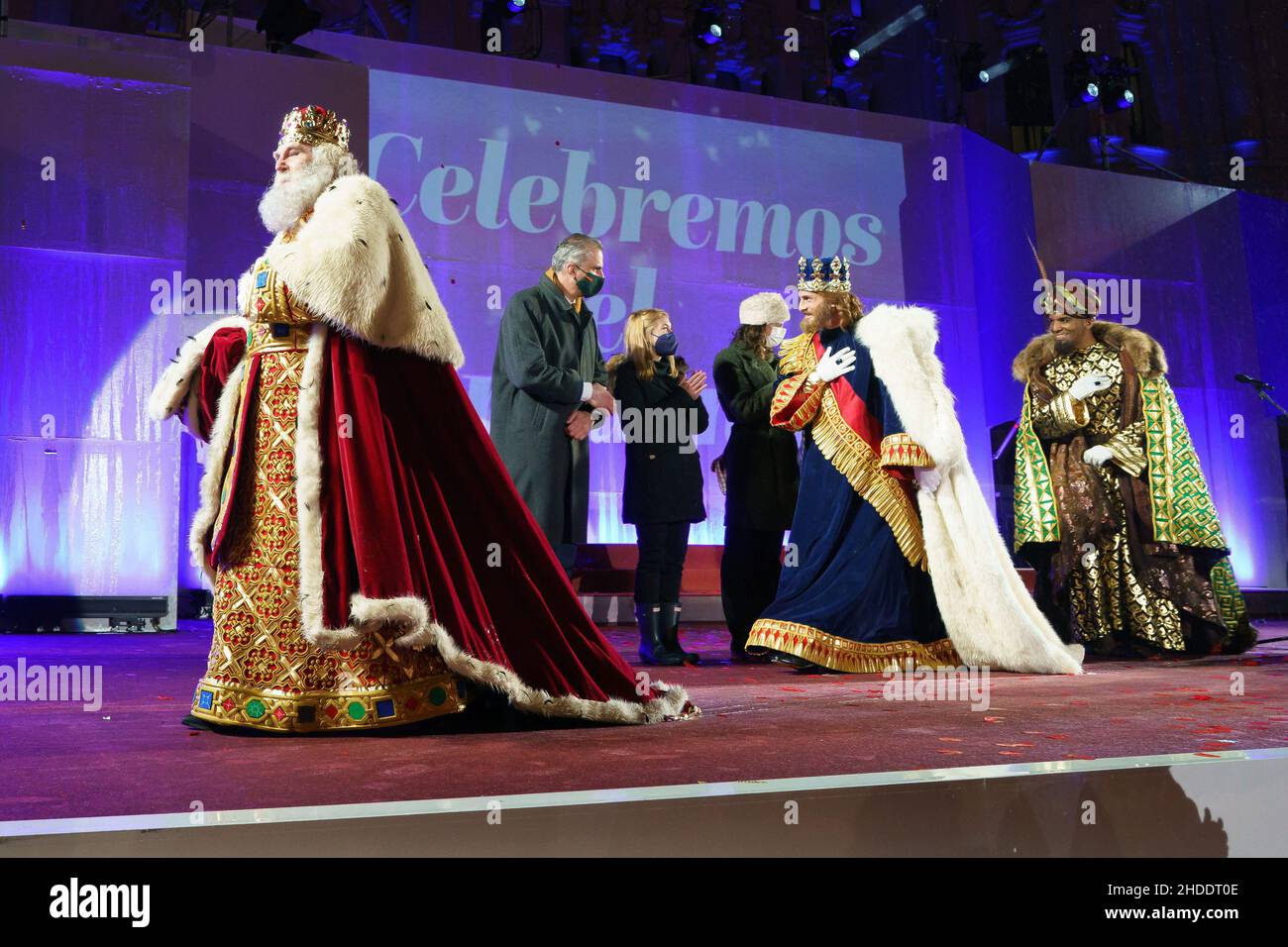 The Three Wise Men seen during the traditional parade, on the eve of ...