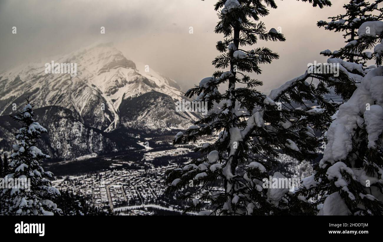 Banff, Canada - Dec. 21 2021: Panorama view from the Sulfur Mountain ...