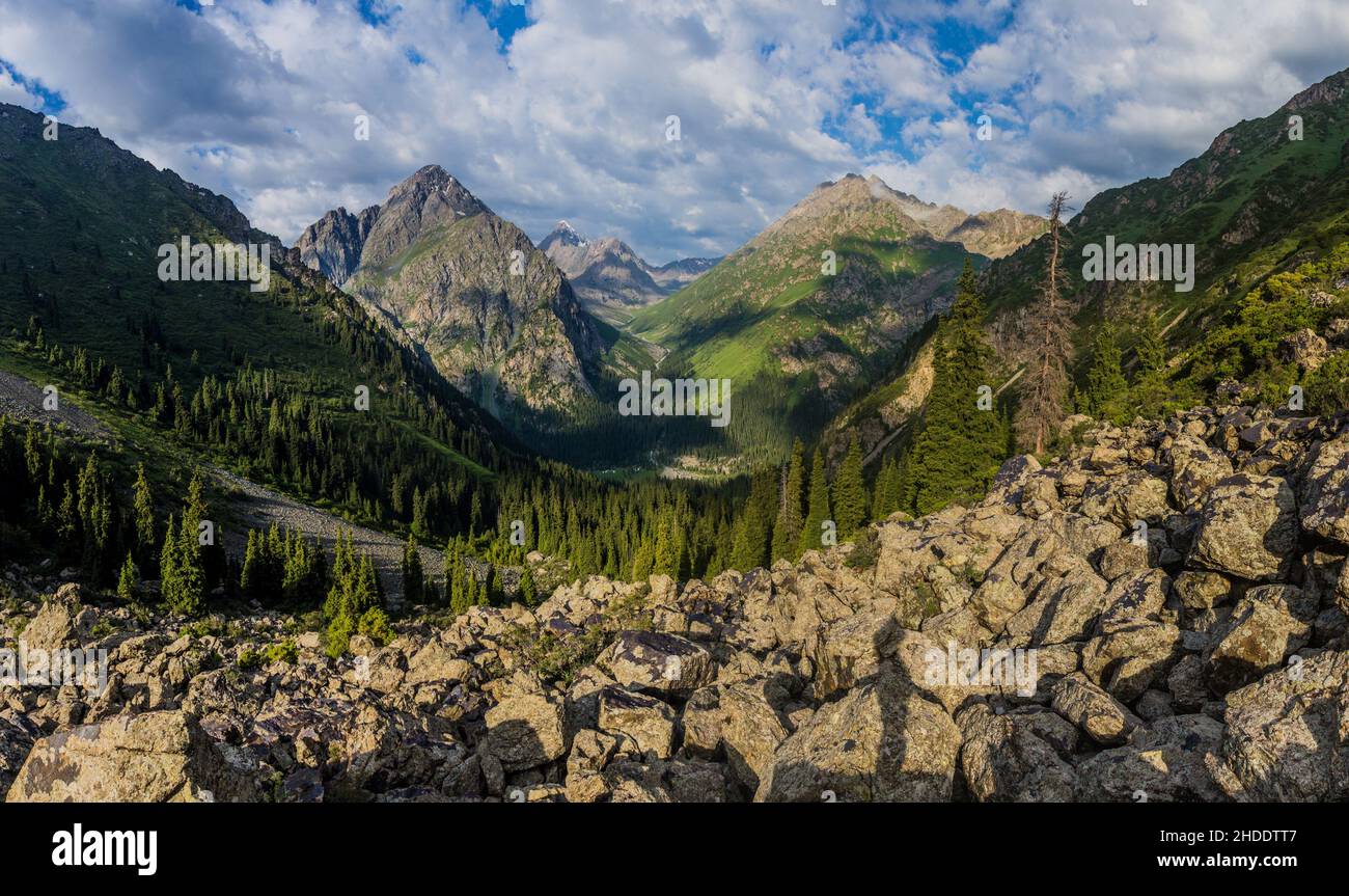 Karakol valley in Terskey Ala-Too mountain range in Kyrgyzstan Stock ...