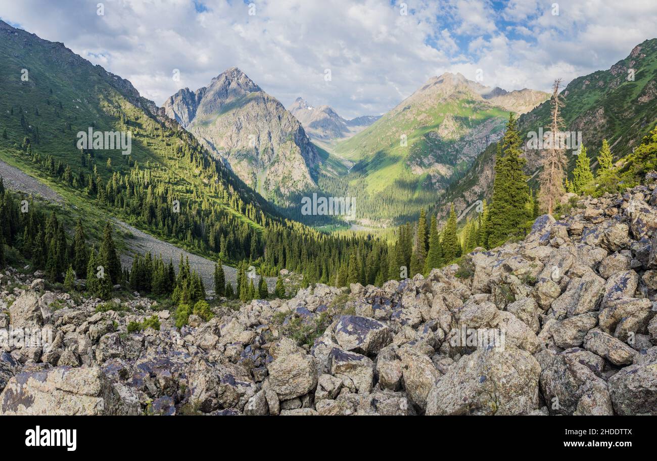 Karakol valley in Terskey Ala-Too mountain range in Kyrgyzstan Stock ...