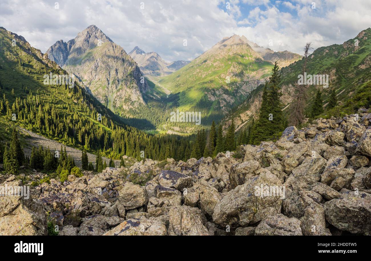 Karakol valley in Terskey Ala-Too mountain range in Kyrgyzstan Stock ...