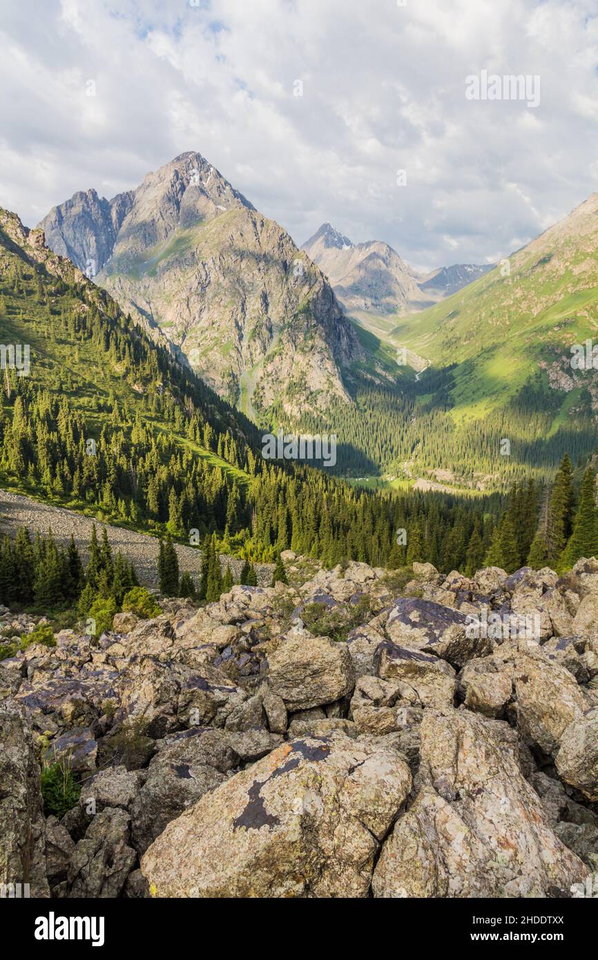 Karakol valley in Terskey Ala-Too mountain range in Kyrgyzstan Stock ...