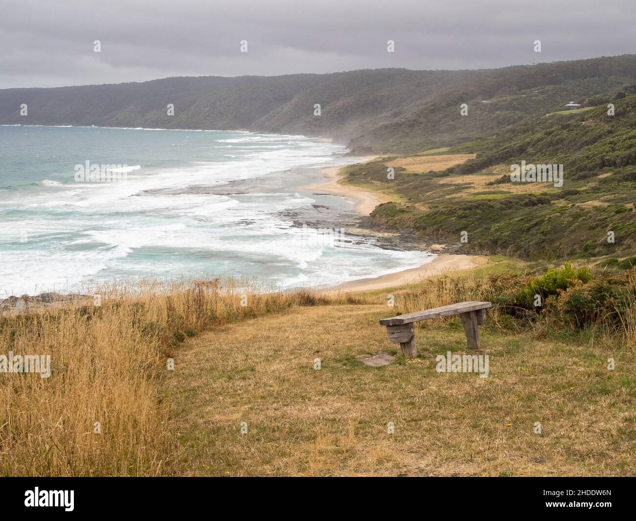 Bench along the Great Ocean Walk over the Three Creeks Beach - Marengo ...