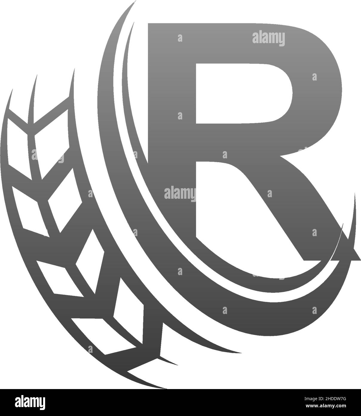 Letter R with trailing wheel icon design template illustration vector ...
