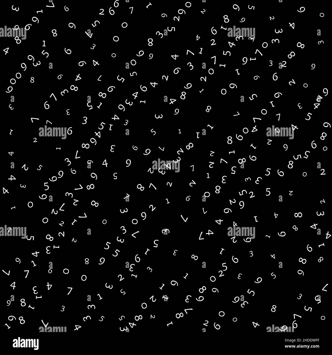 Falling numbers, big data concept. Binary white random flying digits ...
