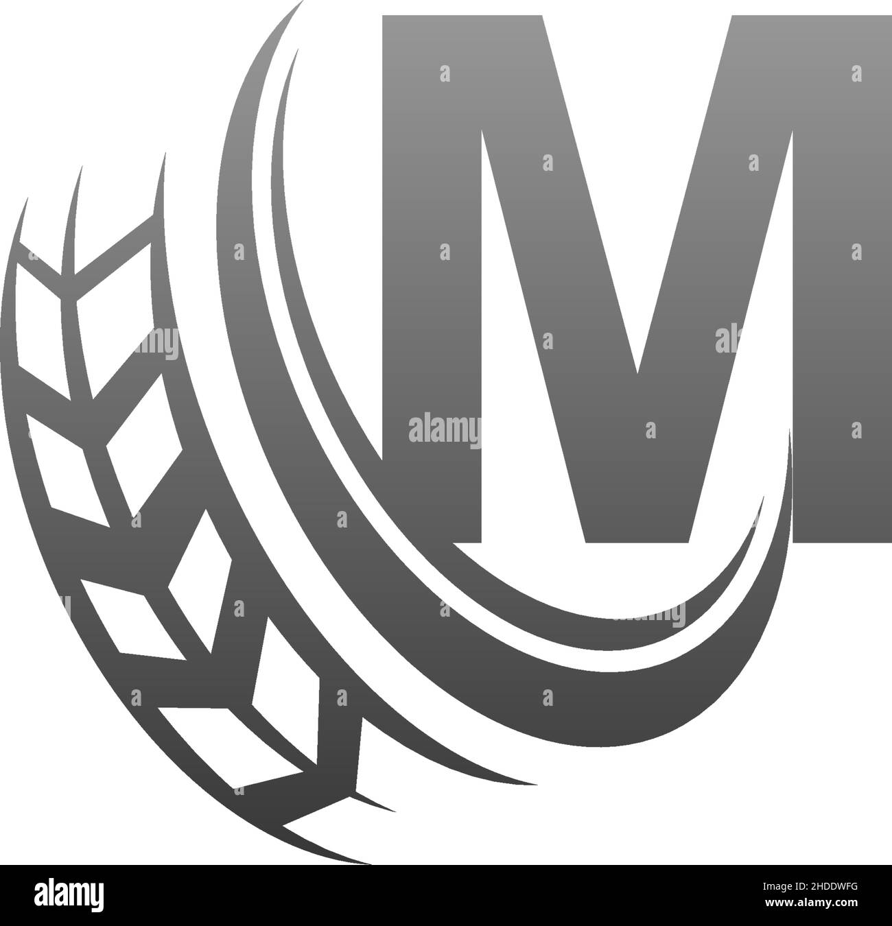 Letter M with trailing wheel icon design template illustration vector ...