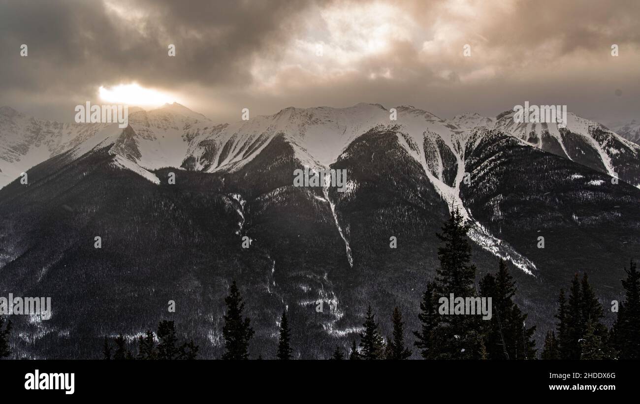 Banff, Canada - Dec. 21 2021: Panorama view from the Sulfur Mountain ...