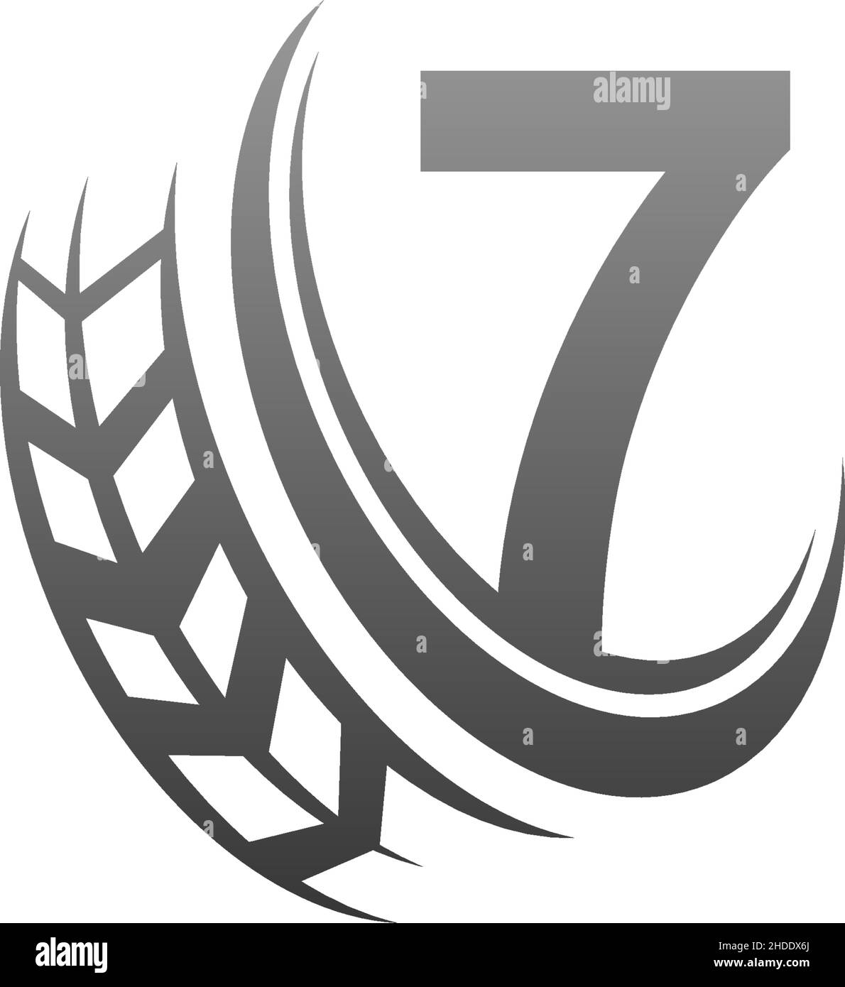 Number 7 with trailing wheel icon design template illustration vector ...