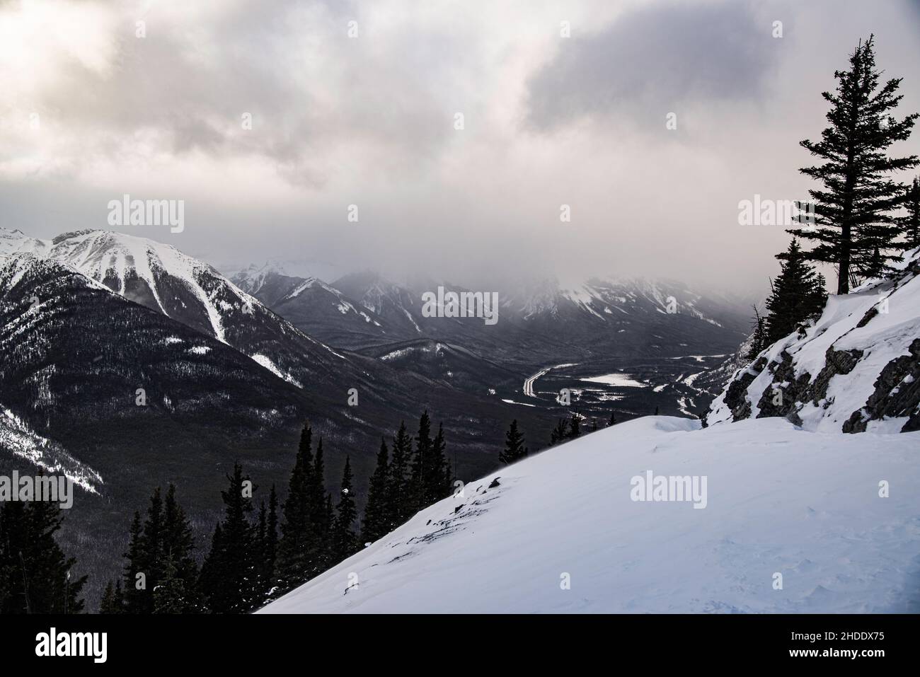 Banff, Canada - Dec. 21 2021: Panorama view from the Sulfur Mountain ...