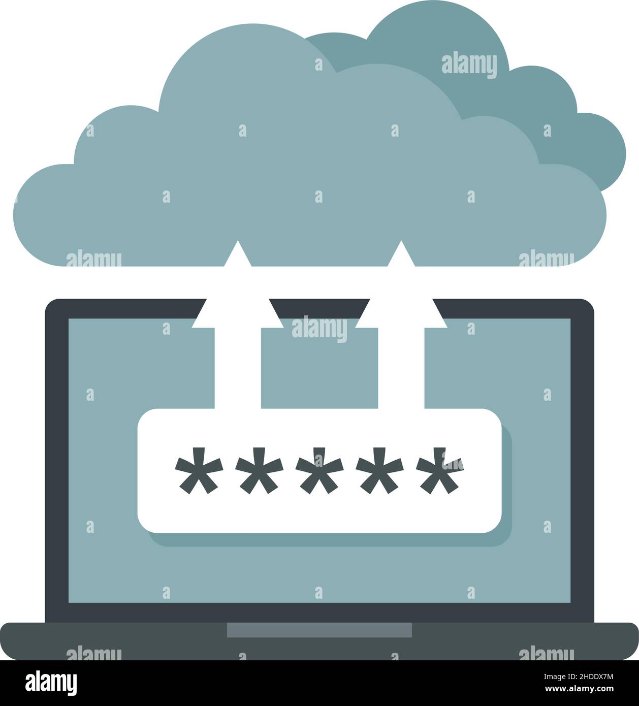 Laptop cloud authentication icon. Flat illustration of Laptop cloud ...