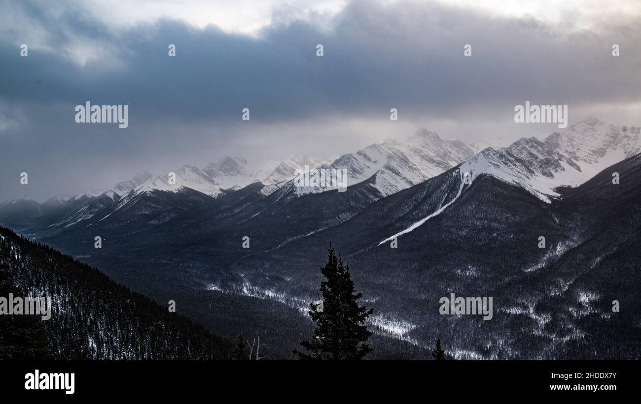 Banff, Canada - Dec. 21 2021: Panorama view from the Sulfur Mountain ...