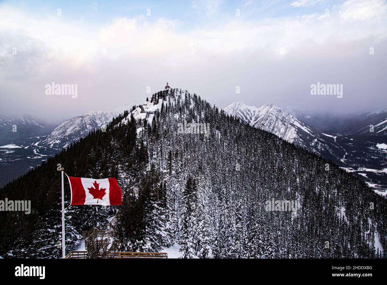 Banff, Canada - Dec. 21 2021: Panorama view from the Sulfur Mountain ...