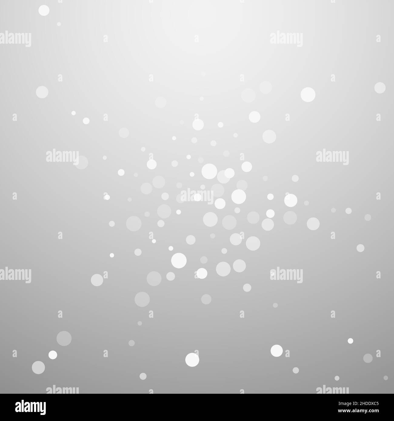 White dots Christmas background. Subtle flying snow flakes and stars on ...