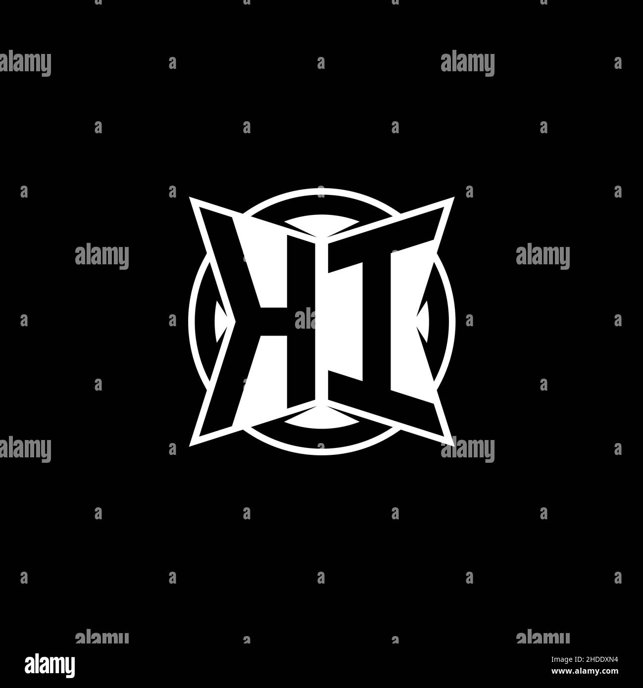 HI Monogram logo letter with simple modern shape style design. Circle ...