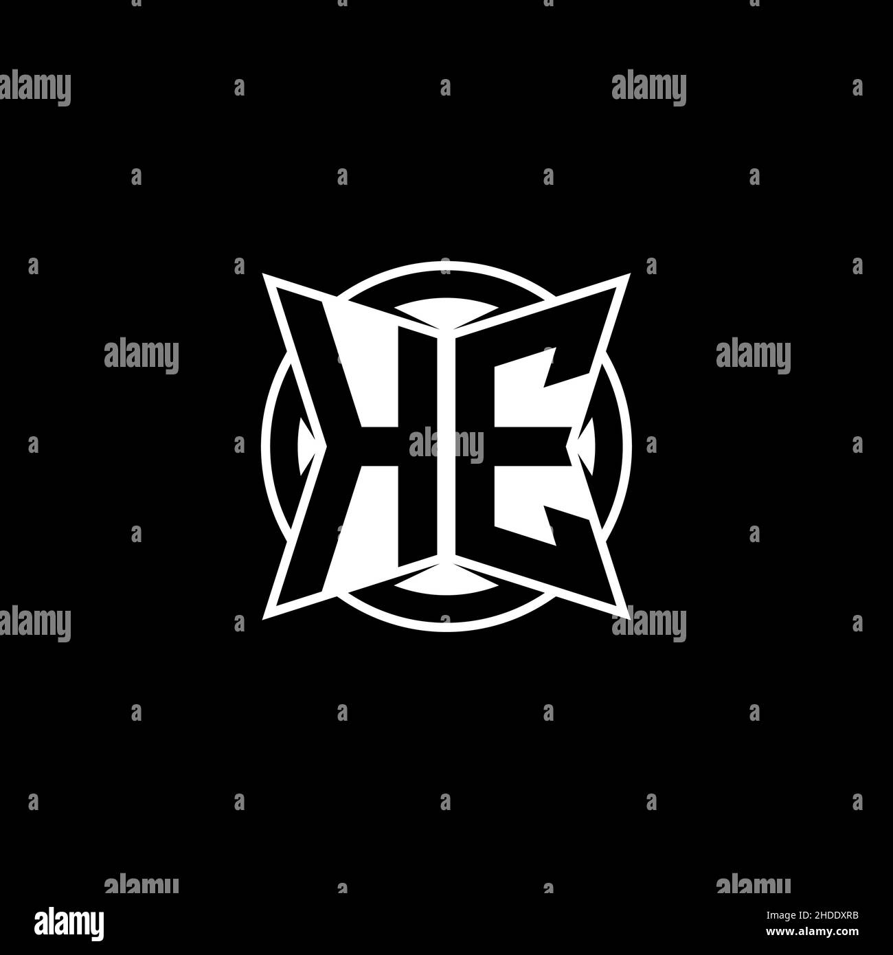 HE Monogram logo letter with simple modern shape style design. Circle ...