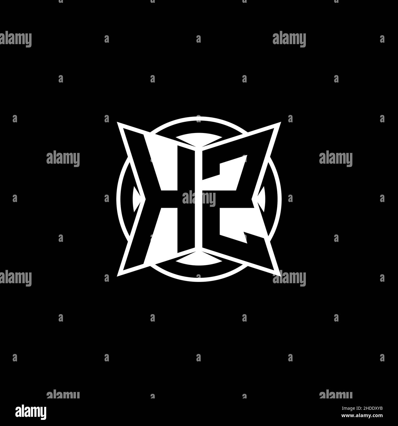 HZ Monogram logo letter with simple modern shape style design. Circle ...