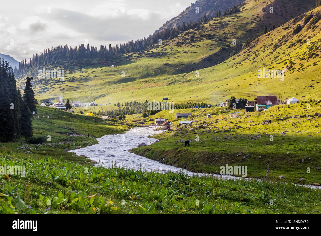 Altyn Arashan village in the Terskey Alatau mountain range, Kyrgyzstan ...
