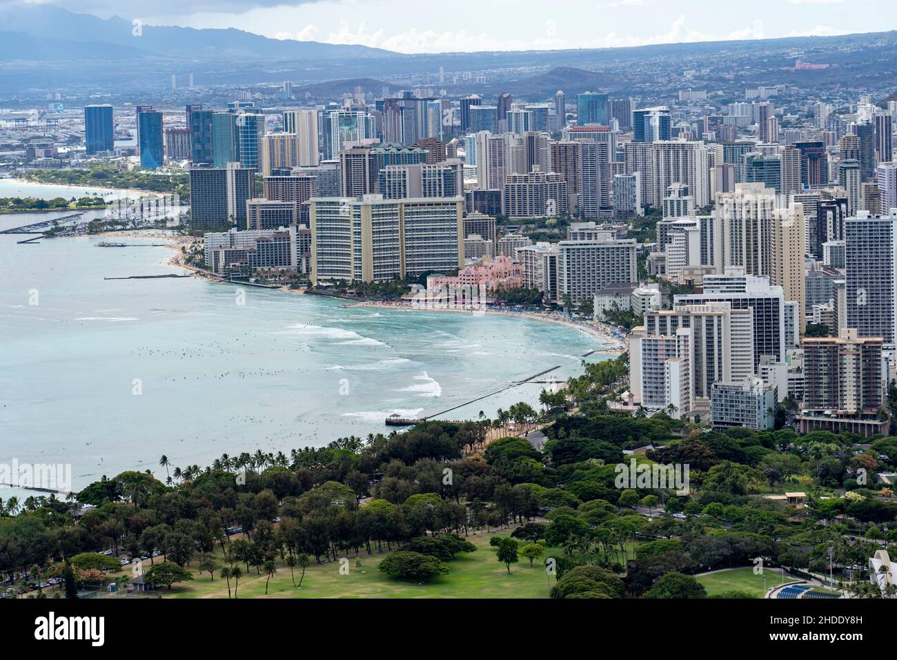 The view of Honolulu from the top of Diamond Head in Oahu, Hawaii Stock ...