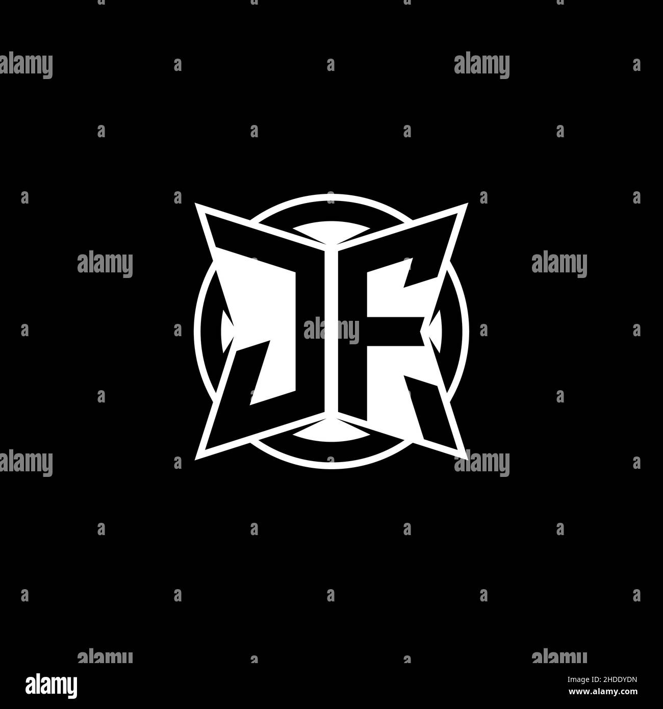 JF Monogram logo letter with simple modern shape style design. Circle rounded monogram logo ...