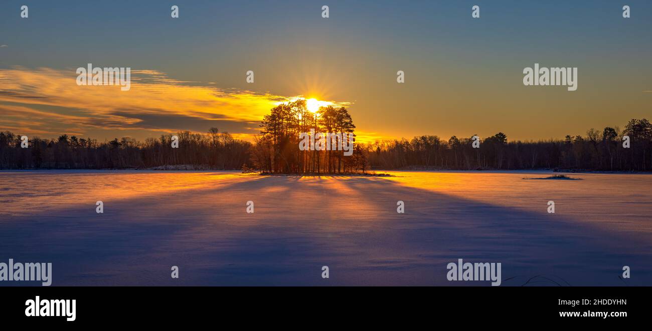 Sunrise on the Chippewa Flowage in northern Wisconsin Stock Photo - Alamy