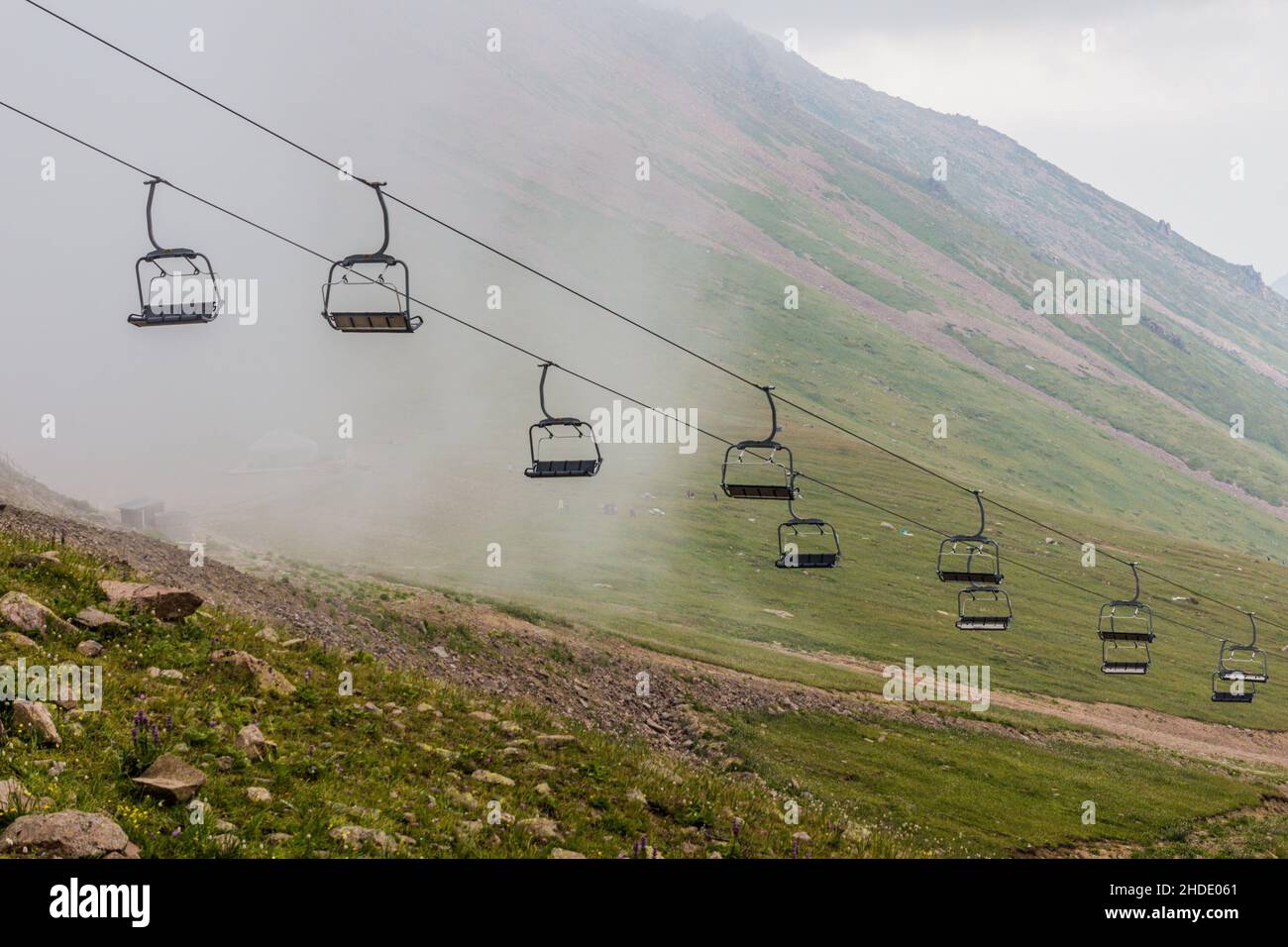 Cable car at the Talgar pass near Almaty, Kazakhstan Stock Photo - Alamy