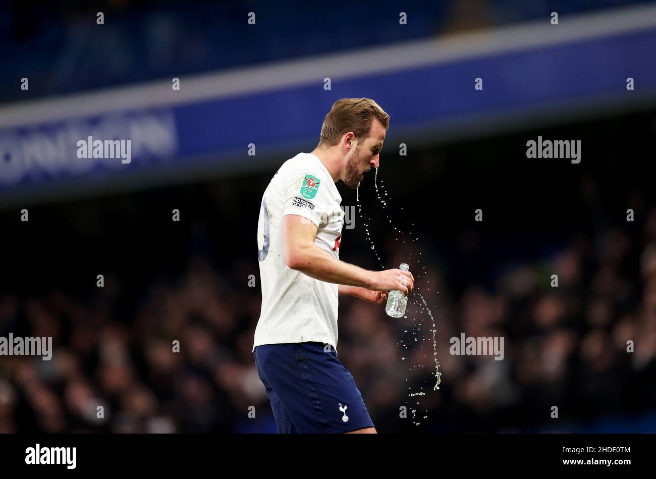 London, Britain. 5th Jan, 2022. Tottenham Hotspur's Harry Kane drinks ...