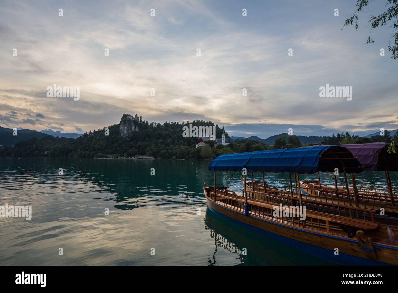 Picture of the bled lake and the bled castle in Bled, Slovenia. Bled ...
