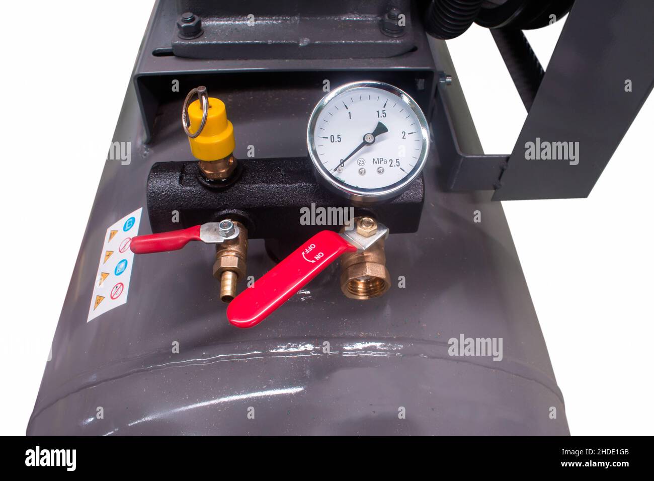 Triple Cylinder Reciprocating Air Compressors on Industry. White ...