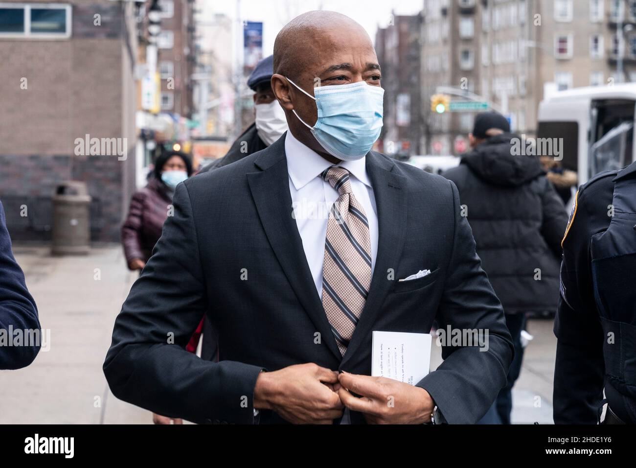 New York, NY - January 5, 2022: Mayor Eric Adams arrives to make an ...