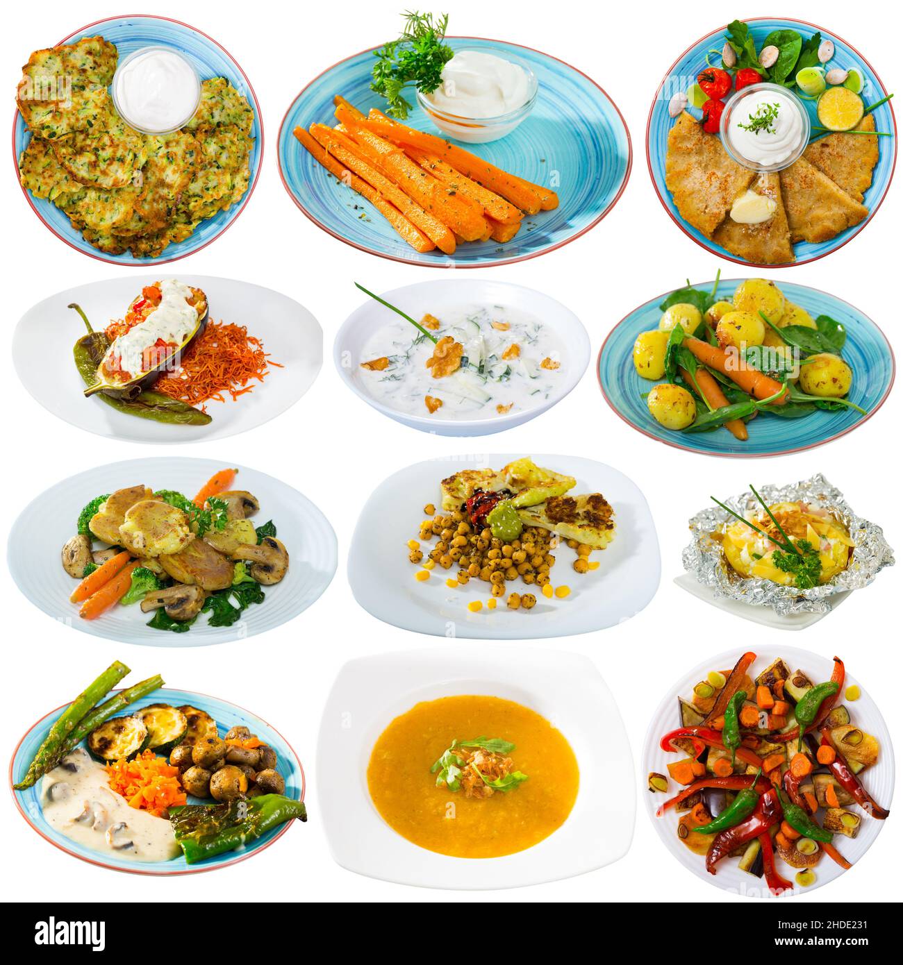 Vegetable dishes isolated on white Stock Photo - Alamy