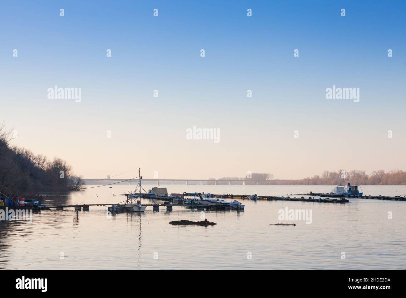 Picture of a panorama of Zemunski kej, in Zemun, belgrade, Serbia, with ...