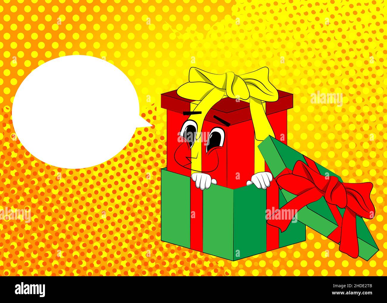 Gift Box in a gift box as a cartoon character. Holiday, Celebration ...