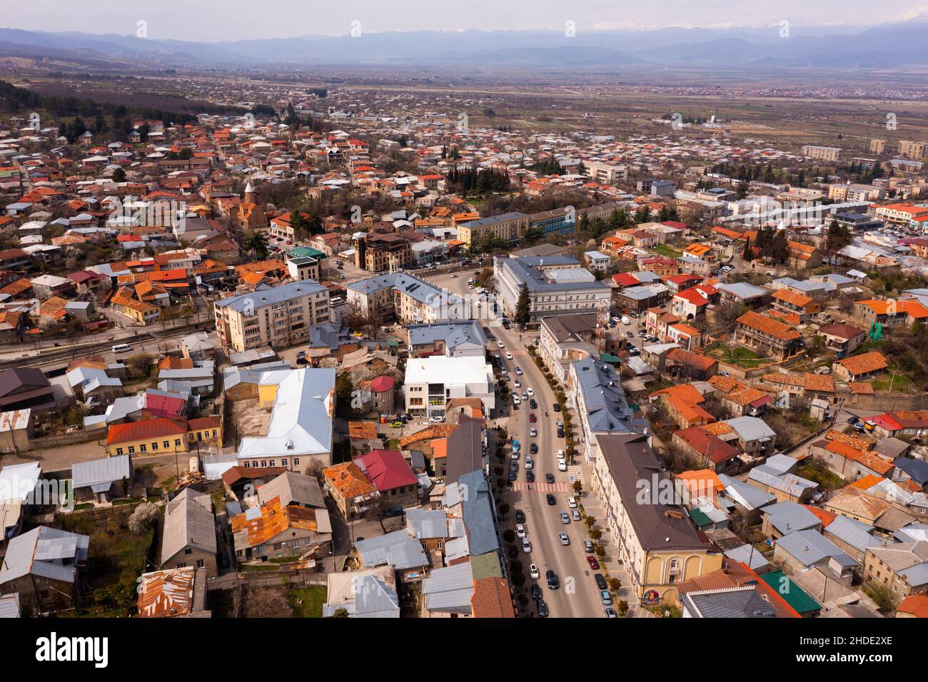 View from drone of Georgian town Telavi Stock Photo - Alamy